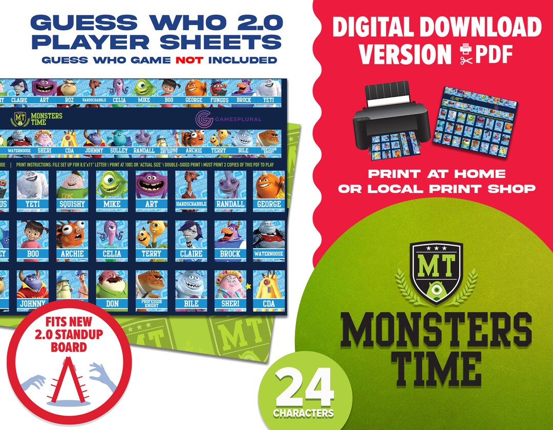 Guess Who 2.0 Monsters Time Board Game Digital Download - Etsy