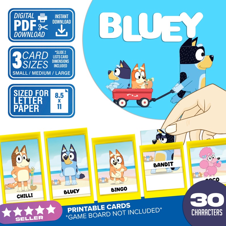Bluey Guessing Game Digital Download Bluey Themed Cards You Print at ...
