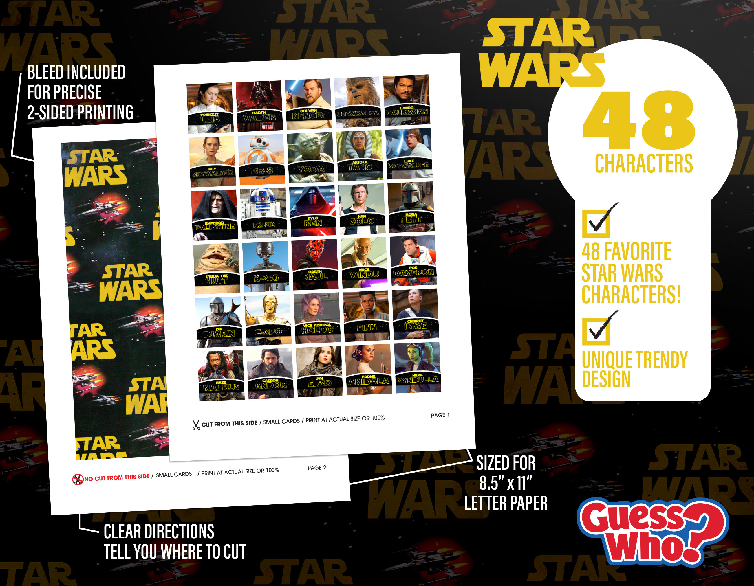 Star Wars Guess Who Digital Download Printable Game Pieces - Etsy