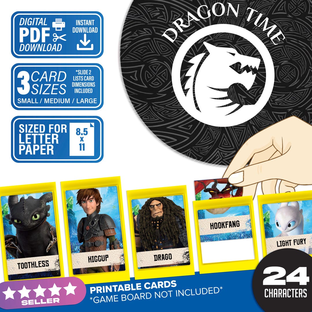 Dragon Time Guessing Game | Digital Download | Dragon Themed Cards You Print at Home | Keep the ...