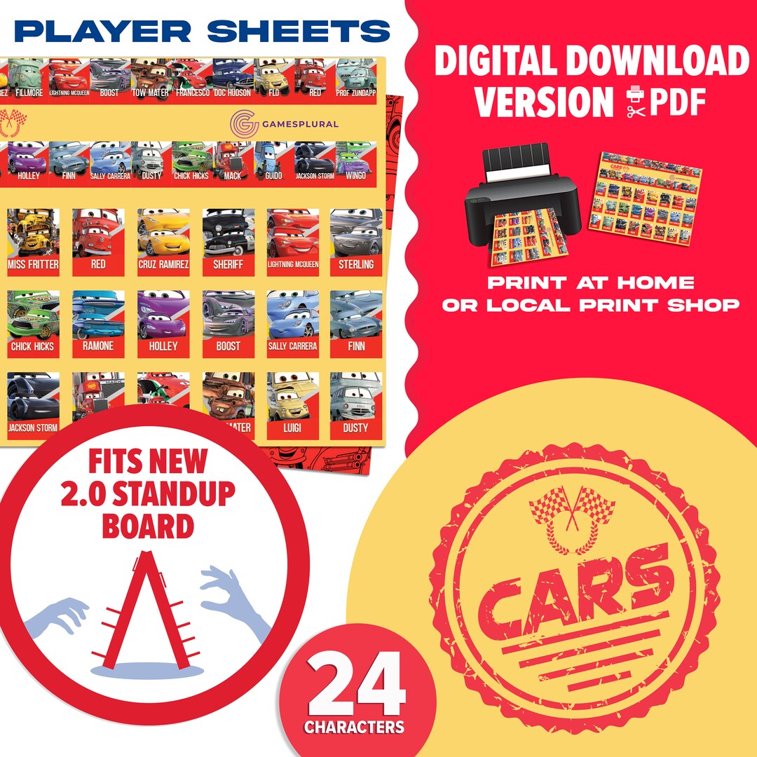 Cars 2.0 Guessing Game | Digital Download | Lightning Mater Sally ...