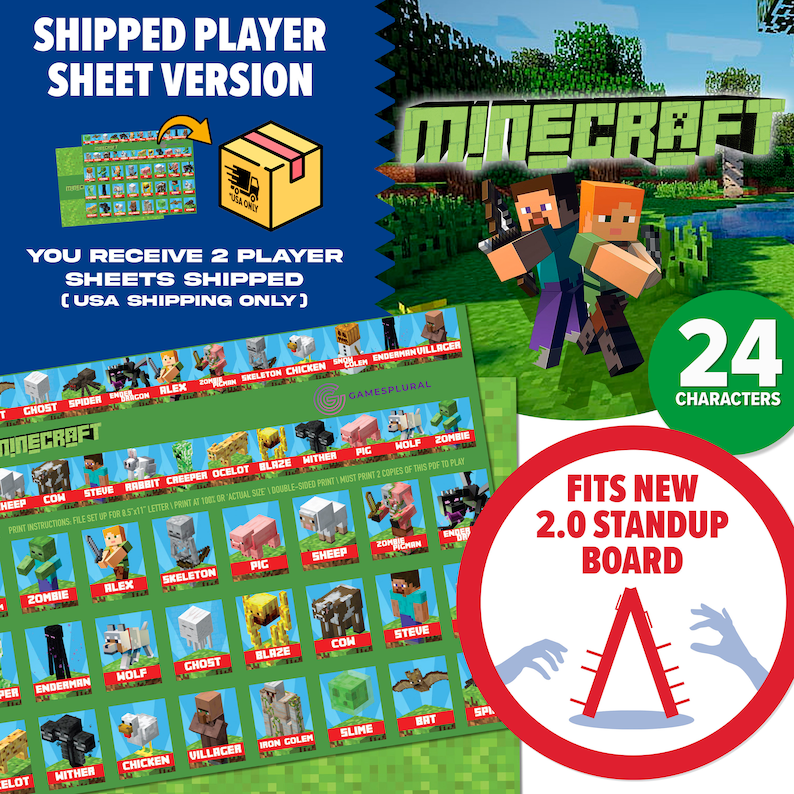Shipped Minecraft 2.0 Guessing Game Physical Player Sheets Shipped to ...