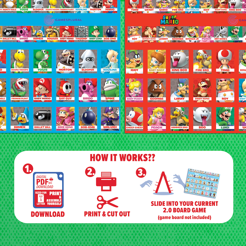 Super Mario 2.0 Guessing Game | Digital Download | Mario Luigi Bowser ...
