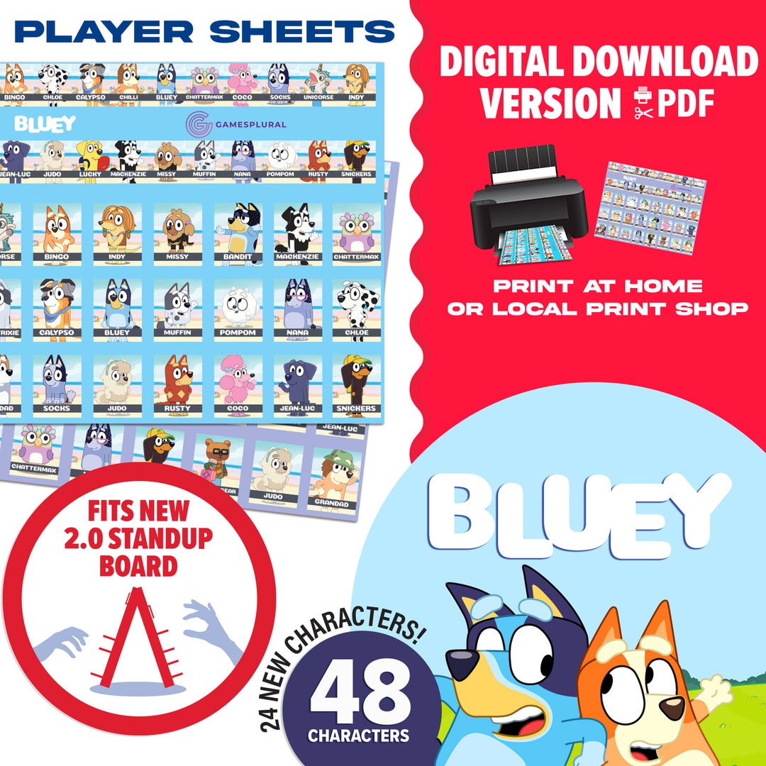 Bluey 2.0 Guessing Game | Digital Download | Bluey Themed Player Sheets ...