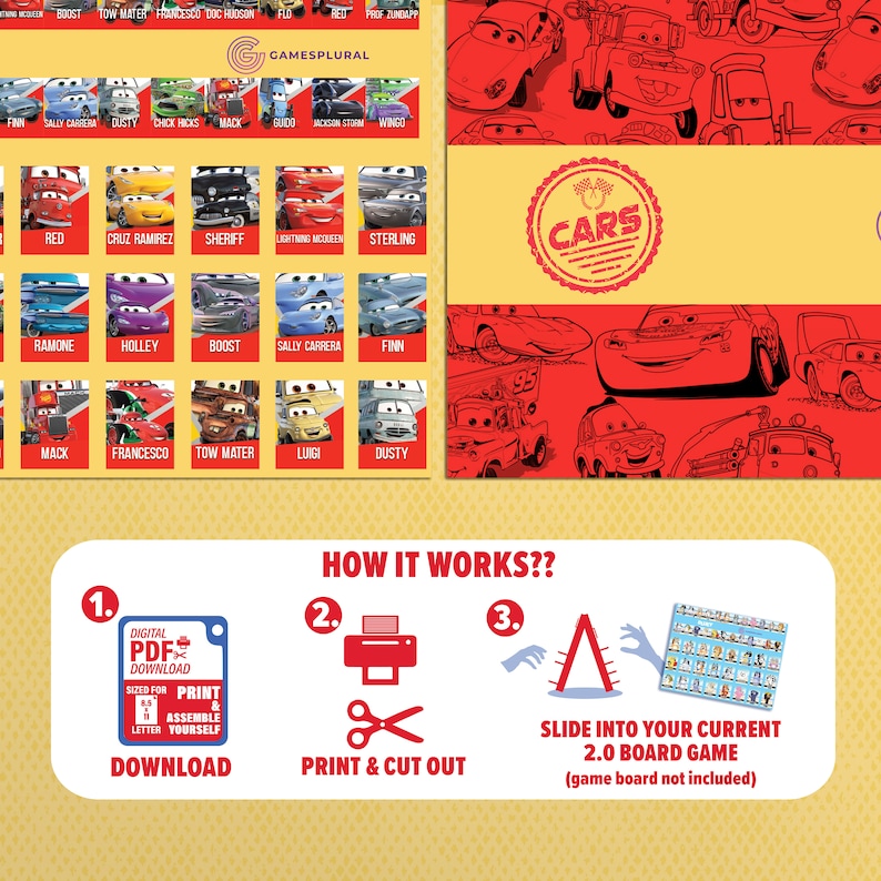 Cars 2.0 Guessing Game | Digital Download | Lightning Mater Sally ...