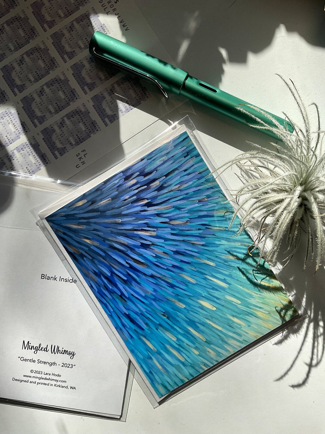 Blue and Gold Abstract Note Cards, Whimsical Stationery - Etsy