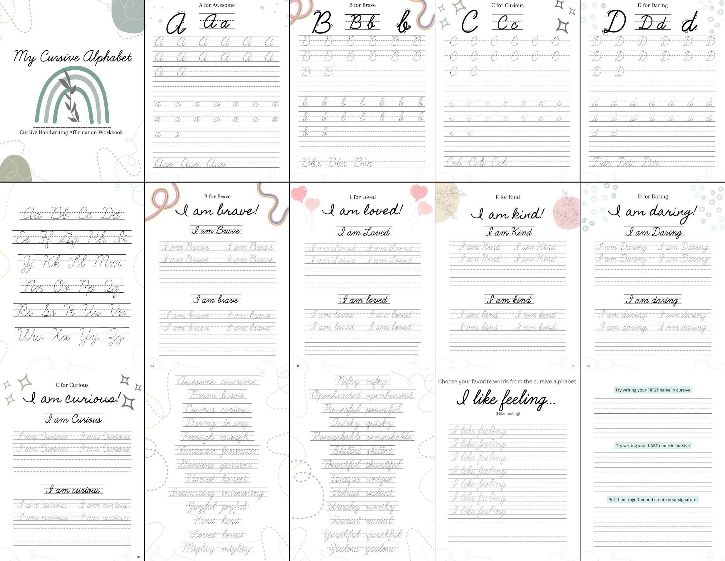 My Cursive Alphabet - 80 Page Workbook, Cursive Handwriting Practice ...