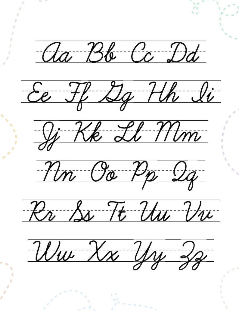 Printable Cursive Handwriting Practice Worksheets (A-Z Alphabet) - Etsy ...