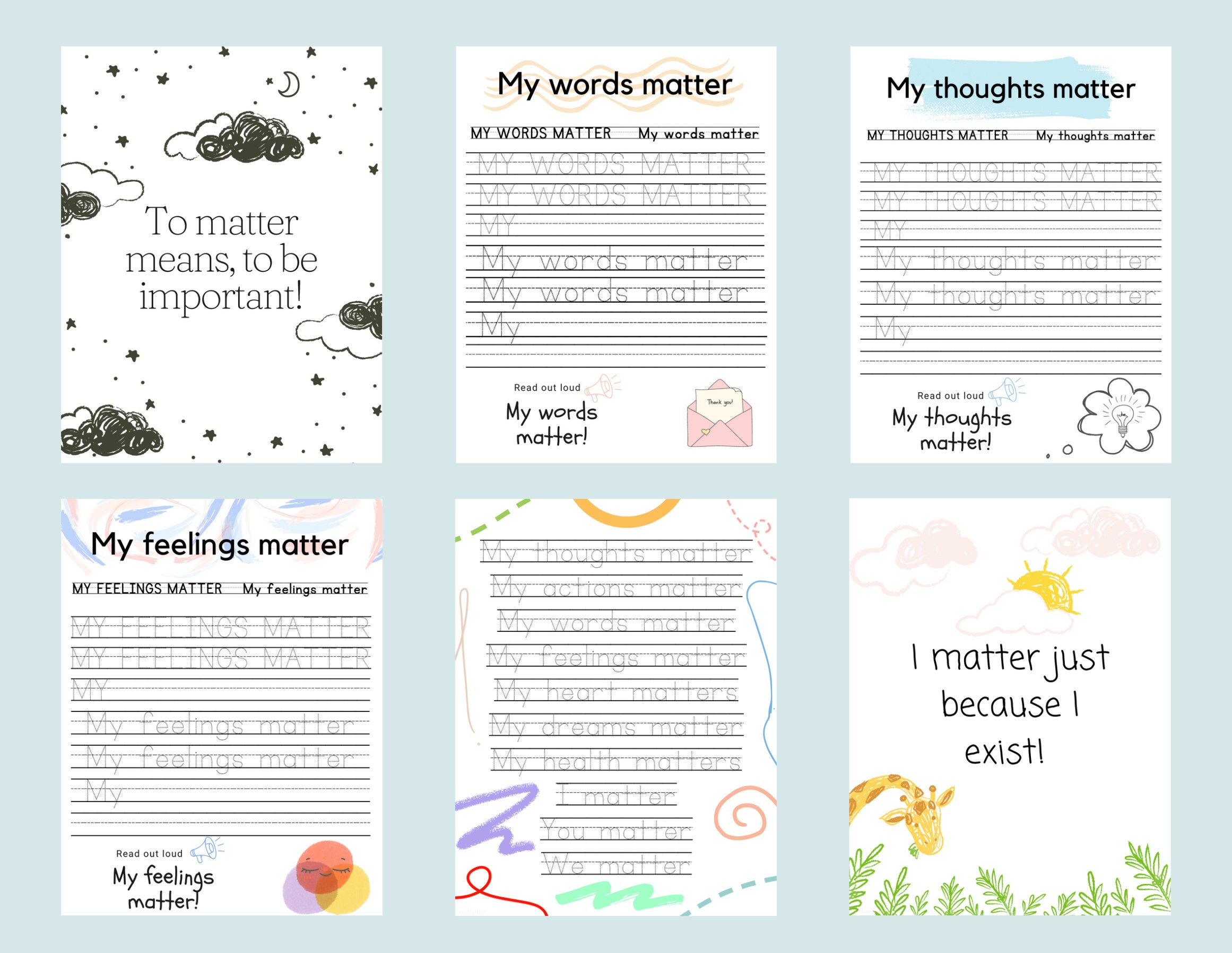 Printable Affirmation Handwriting Workbook for Kids, Learning to Write ...