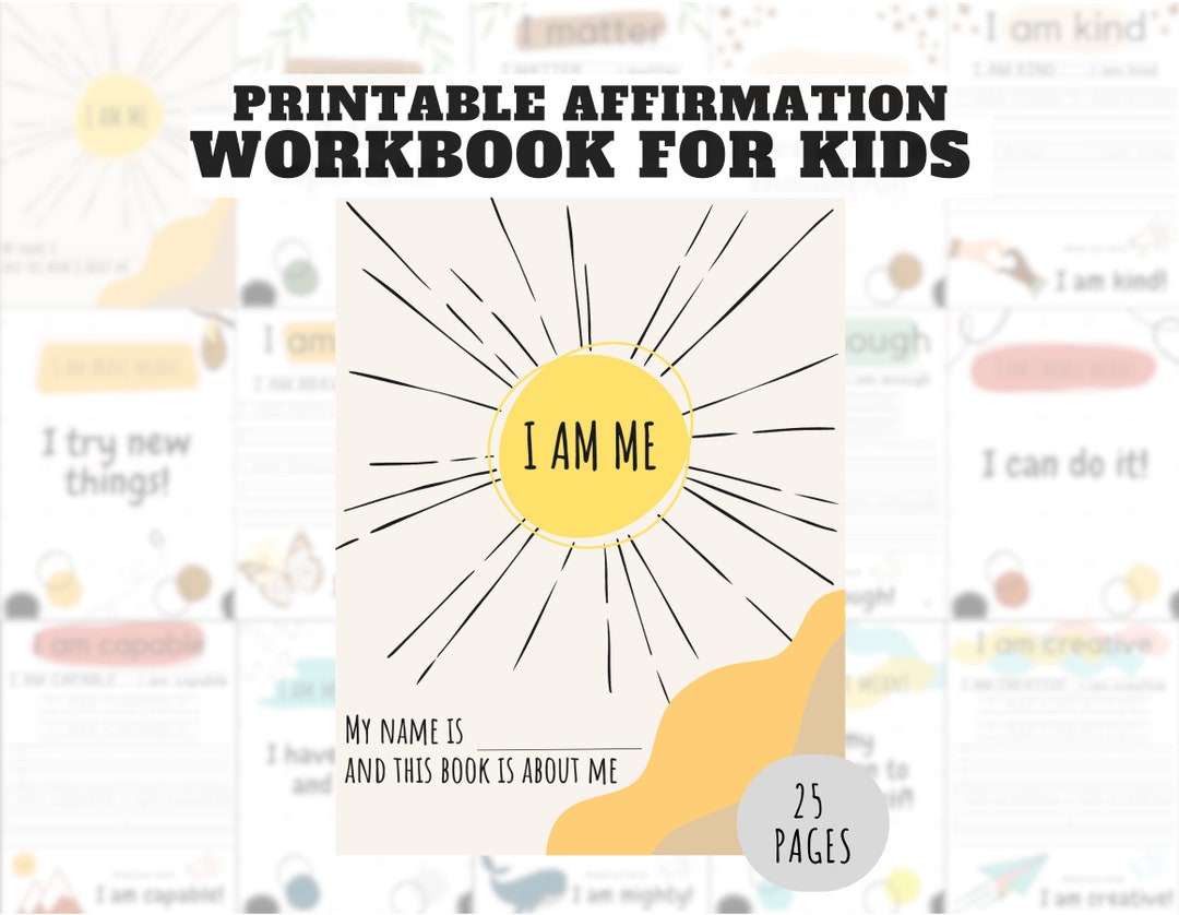 Positive “I Am” Statement Workbook - Kids Affirmation Handwriting ...