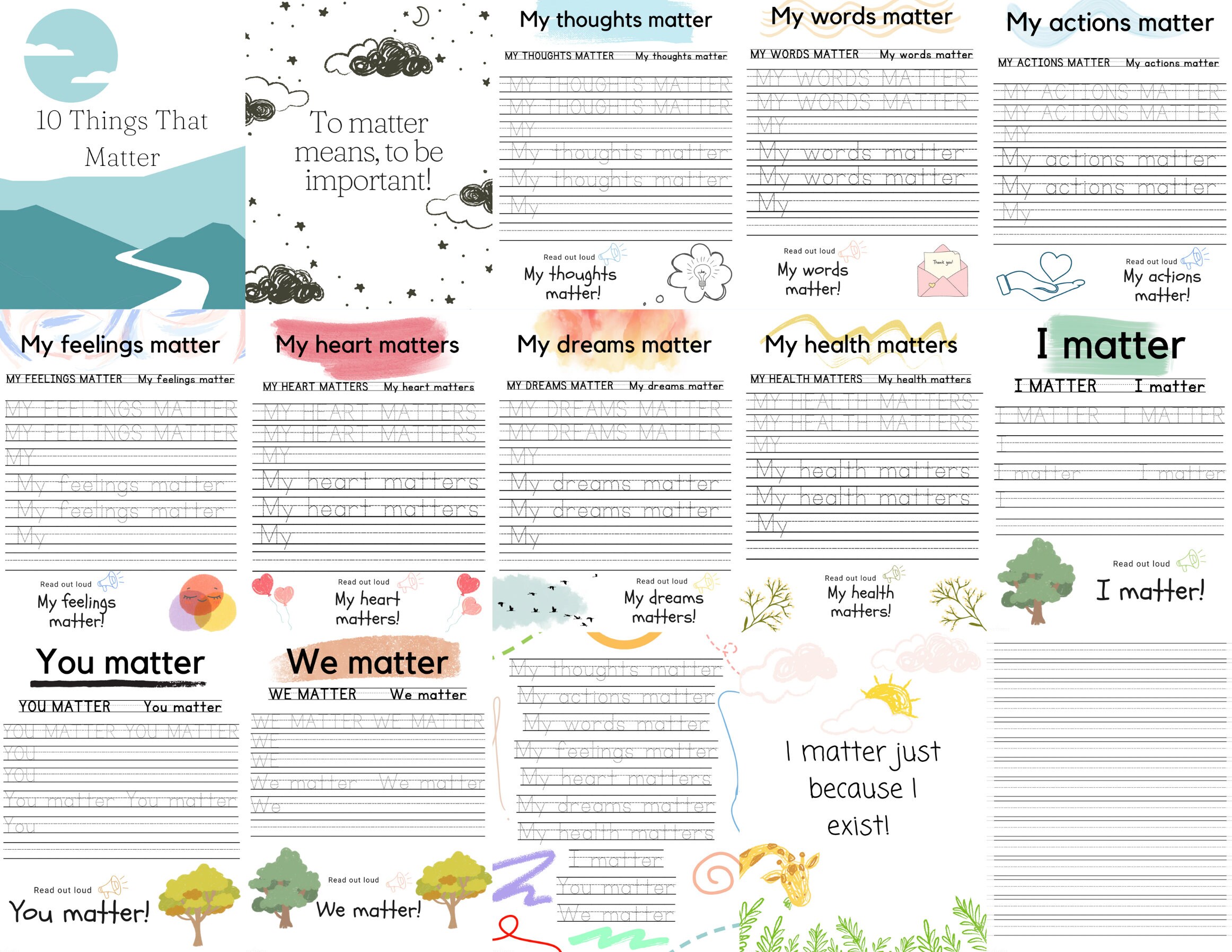 Printable Affirmation Handwriting Workbook for Kids, Learning to Write ...