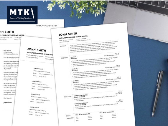 MTK Modern ATS Friendly Resume Template 2 - Etsy