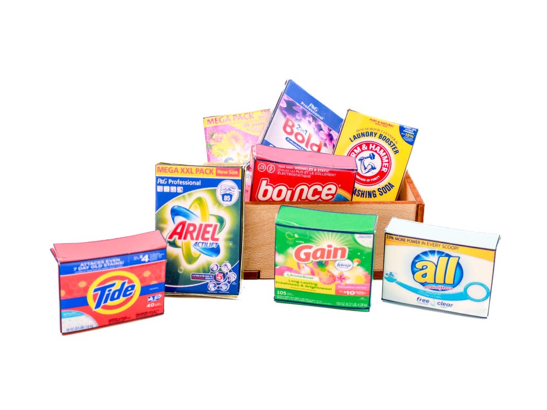 Handmade Miniature Laundry Detergent Boxes: Dollhouse Diorama Supplies ...