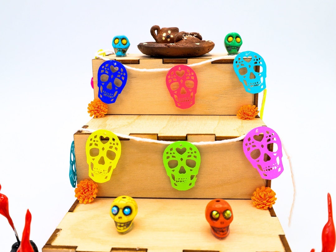 Day of the Dead Mini Papel Picado, Calavera Skull Banner, Mexican Mini ...