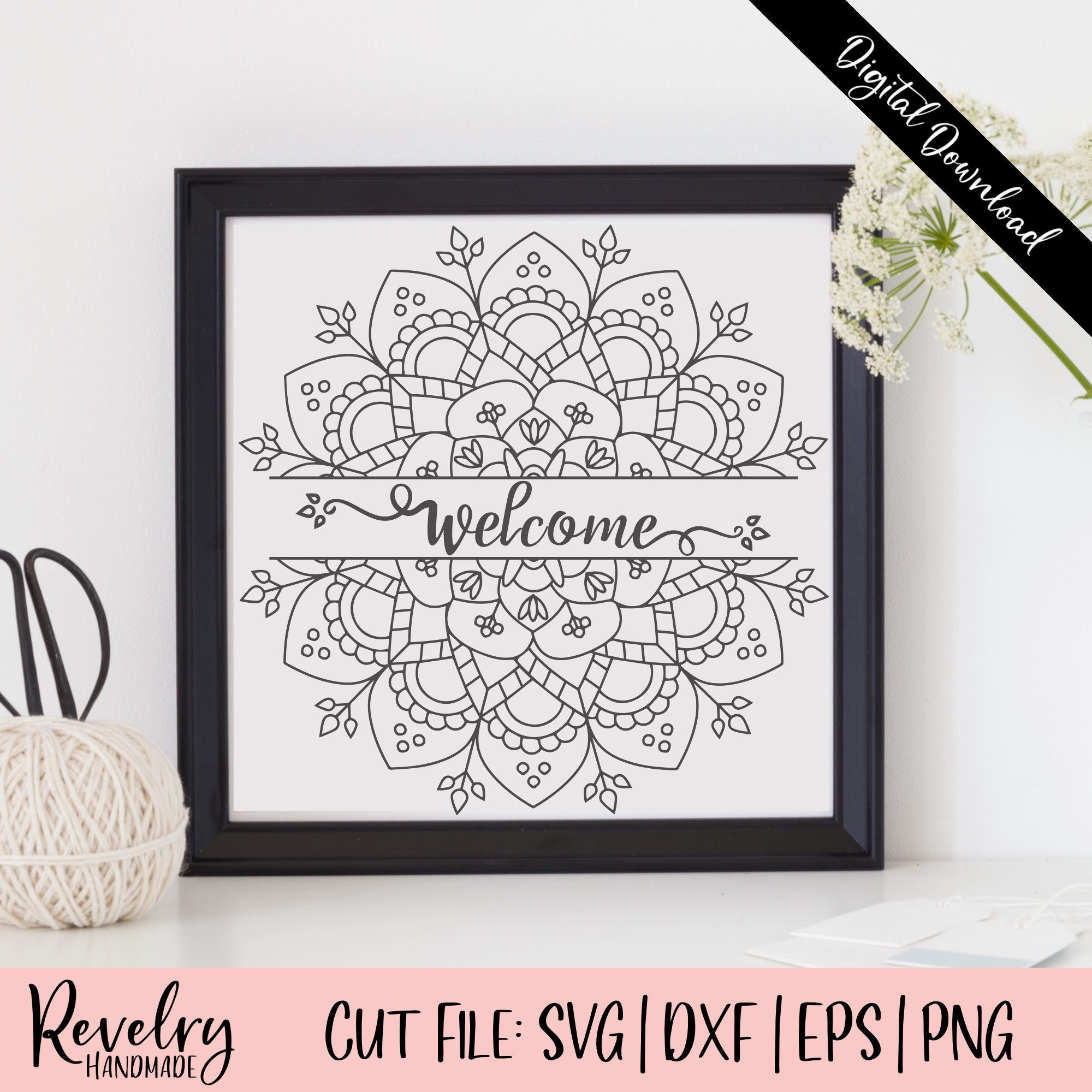 Welcome Mandala SVG, archivo de corte SVG de decoración del hogar para ...