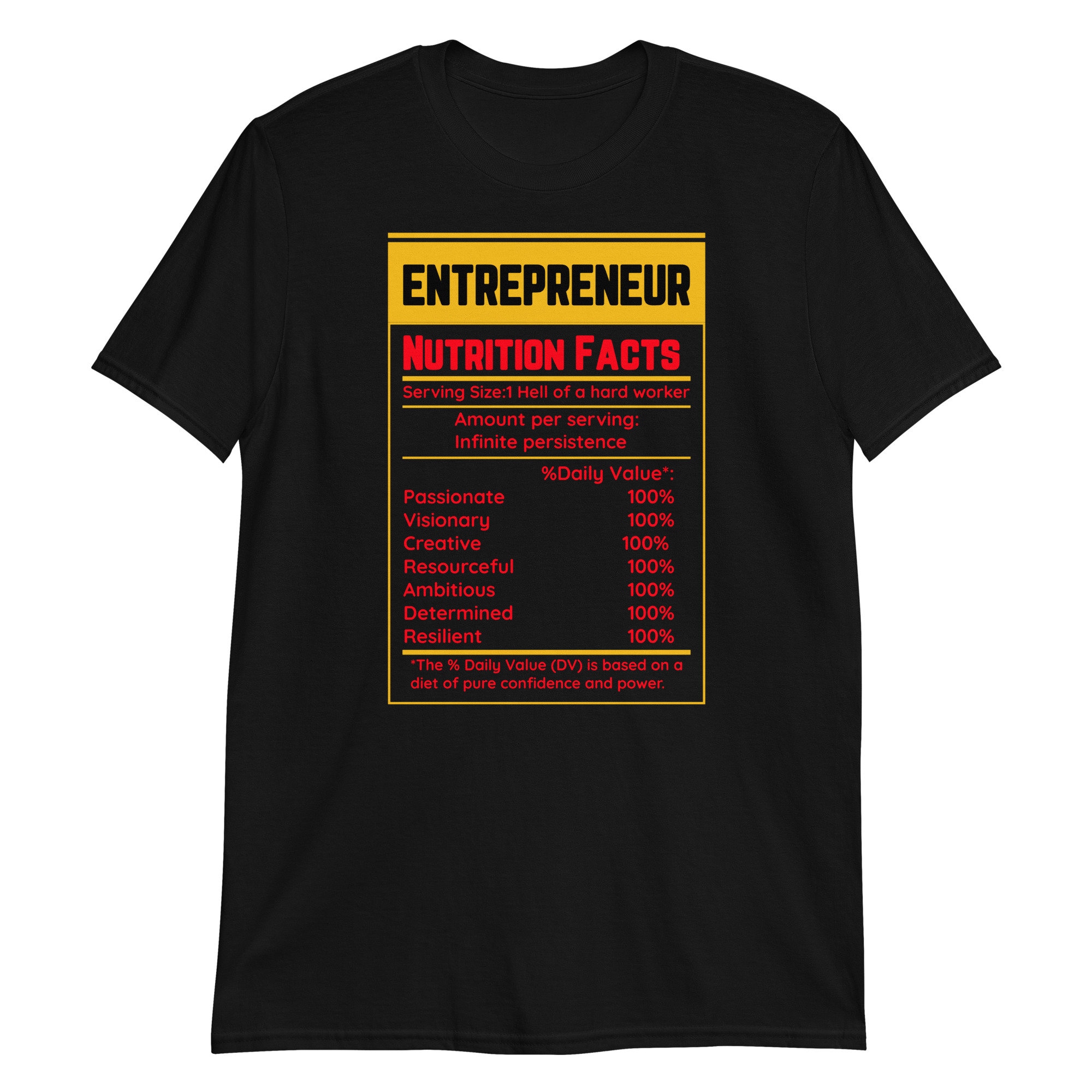 Funny Nutrition Facts Chart for Entrepreneurs - Unisex T-shirt - Etsy