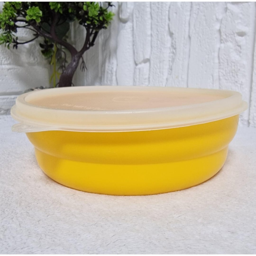Vintage Tupperware Bowl With Lid – 0.5L Yellow Rare Container – Retro ...