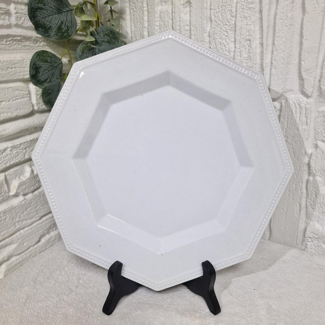 Vintage White Octagonal Dinner Plate – Johnson Brothers Heritage Style ...