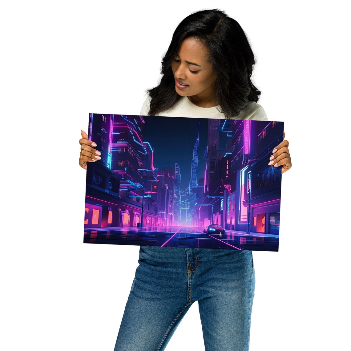 Virtual Reality Futuristic Neon City Poster Wall Art / Deco / Artistic ...