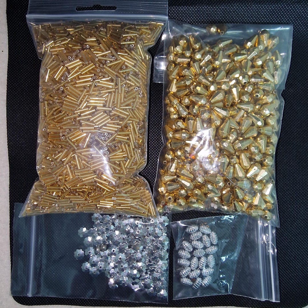 Vintage Metallic Bead Lot – Gold Bugles, Acrylic Shapes, DIY Jewelry - Etsy