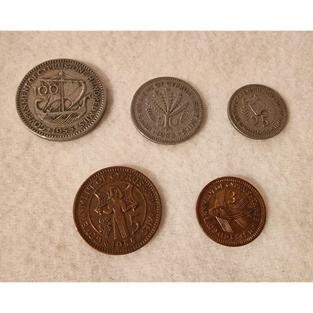 1955 Cyprus Coin Set – Queen Elizabeth II, British Colonial Currency - Etsy