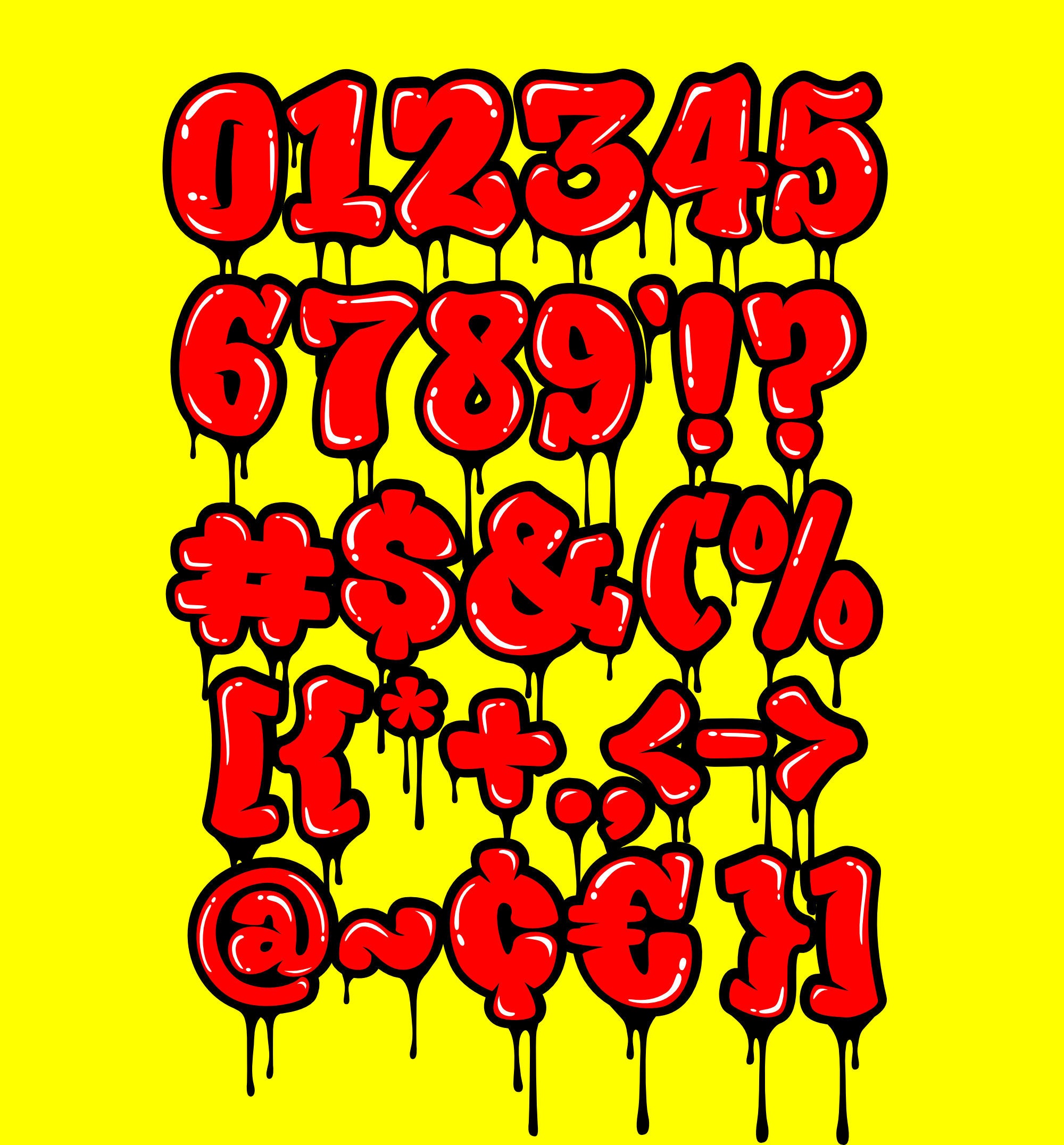 Graffiti Alphabet Dripping Font Red Alphabet Color Dripping - Etsy ...