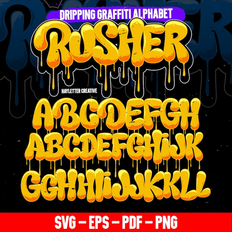 Orange Dripping Graffiti Font, Rusher Alphabet (svg, Eps, Png, Pdf) - Etsy