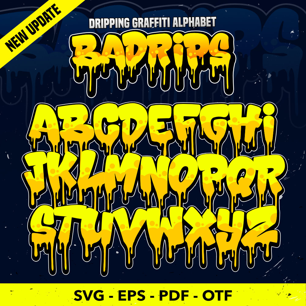 Dripping Graffiti Font Graffiti Drip Font Stock Illustrations