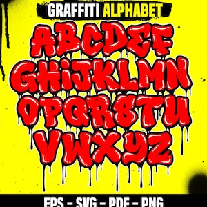 Graffiti Alphabet Dripping Font Red Alphabet Color Dripping Font ...