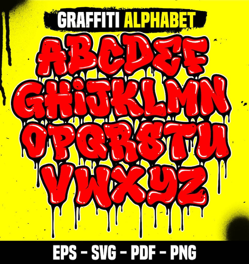 Graffiti Alphabet Dripping Font Red Alphabet Color Dripping Font