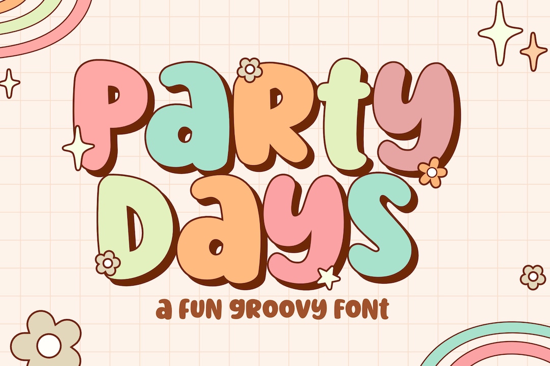 Party Days Font Cute Crafty Font, Display Font, Bold Font, Retro Font ...