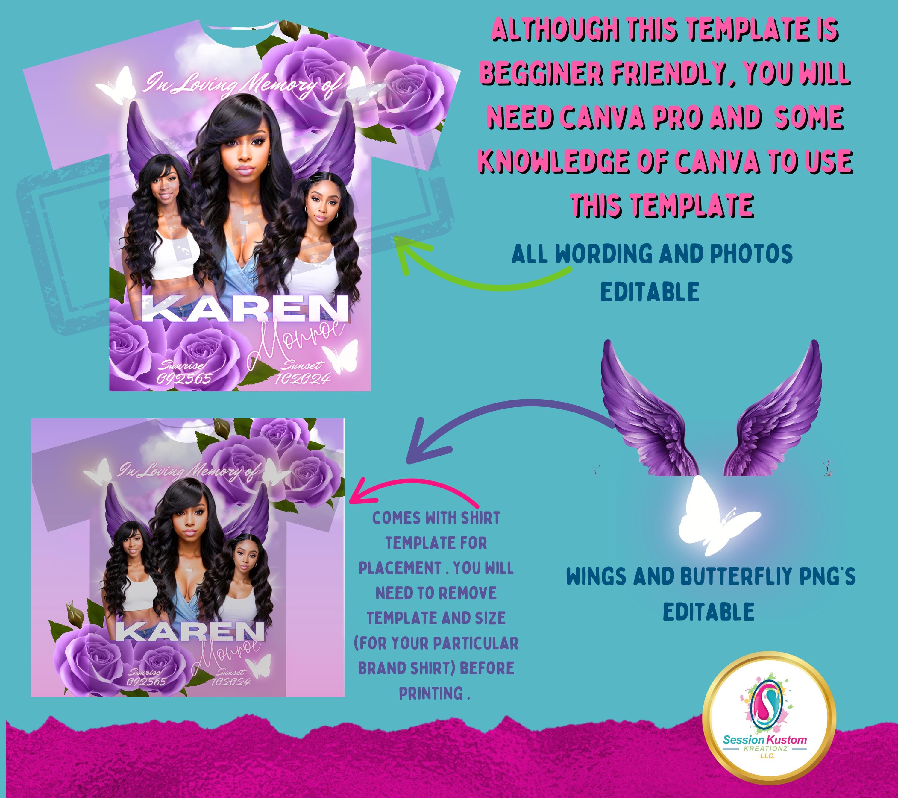 Memorial Template for Canva | Customizable RIP Shirt Design | in Loving ...