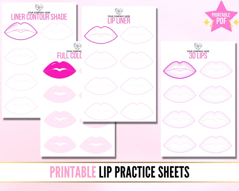 Lip Blush Practice Sheets Lip Blush Training Forms Lip - Etsy