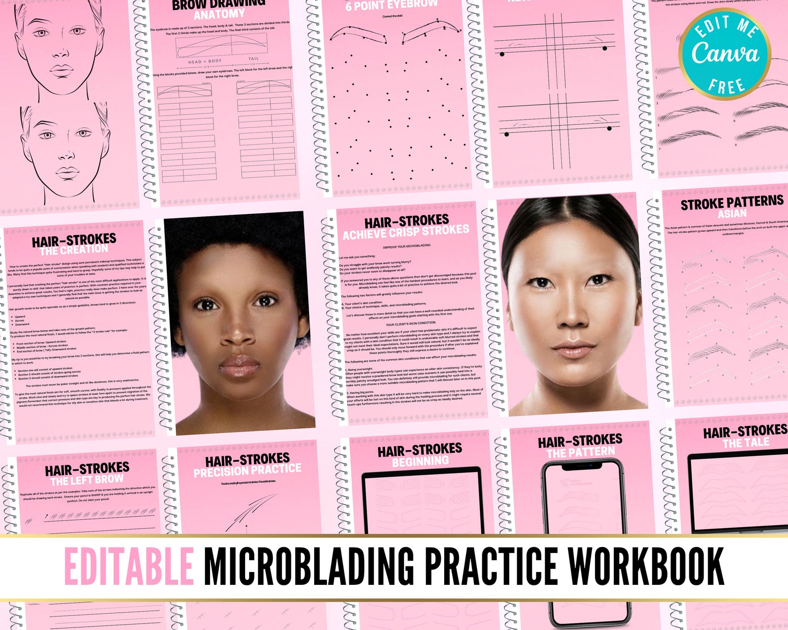 Microblading Practice Workbook Microshading Sheets Hair - Etsy