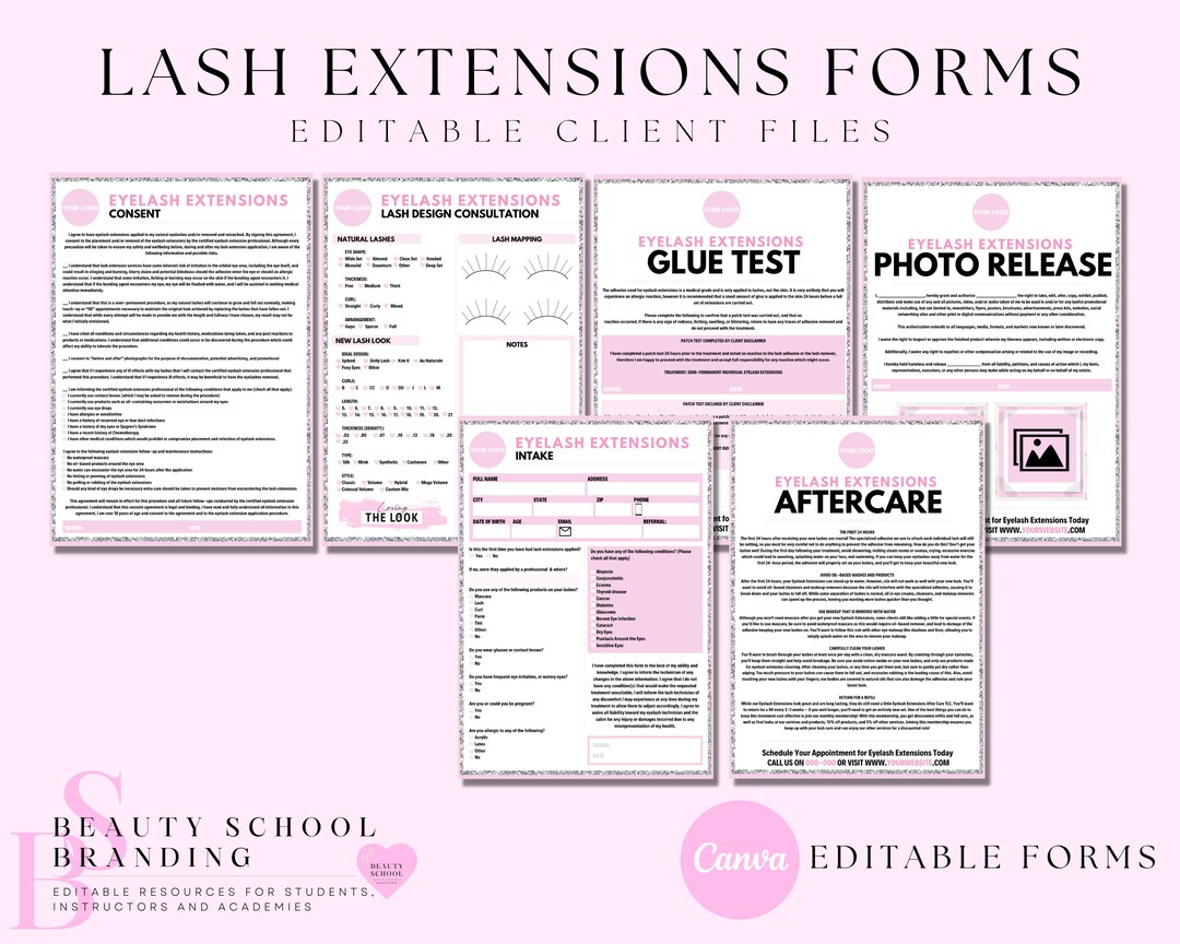 Lash Extensions Consent Forms, Lash Extensions Intake, Eyelash ...