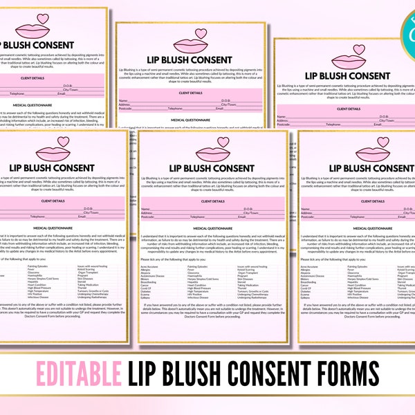 Lip Blush Consent Form Word - Etsy