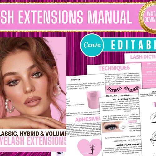 Lash Volume. Extension. Training Manual. Editable. PDF. - Etsy