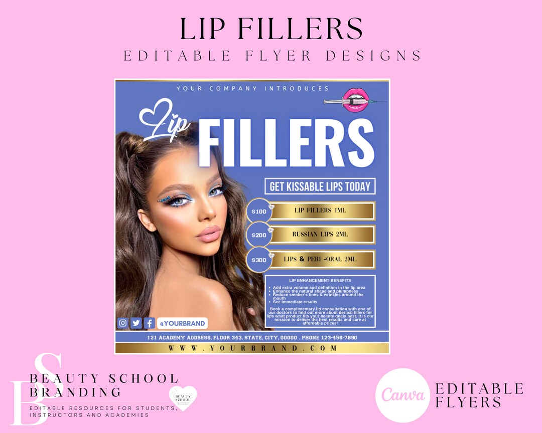 Lip Fillers Flyer, Lip Injections, Dermal Filler Injectables ...