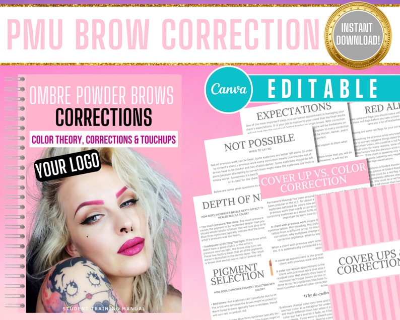 PMU Tutoring Manuals Ombre Powder Brows Brow Mapping Brow - Etsy