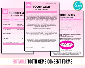 Teeth Gems Consent Forms - Etsy