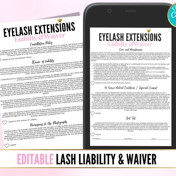Lash Waiver Form - Etsy