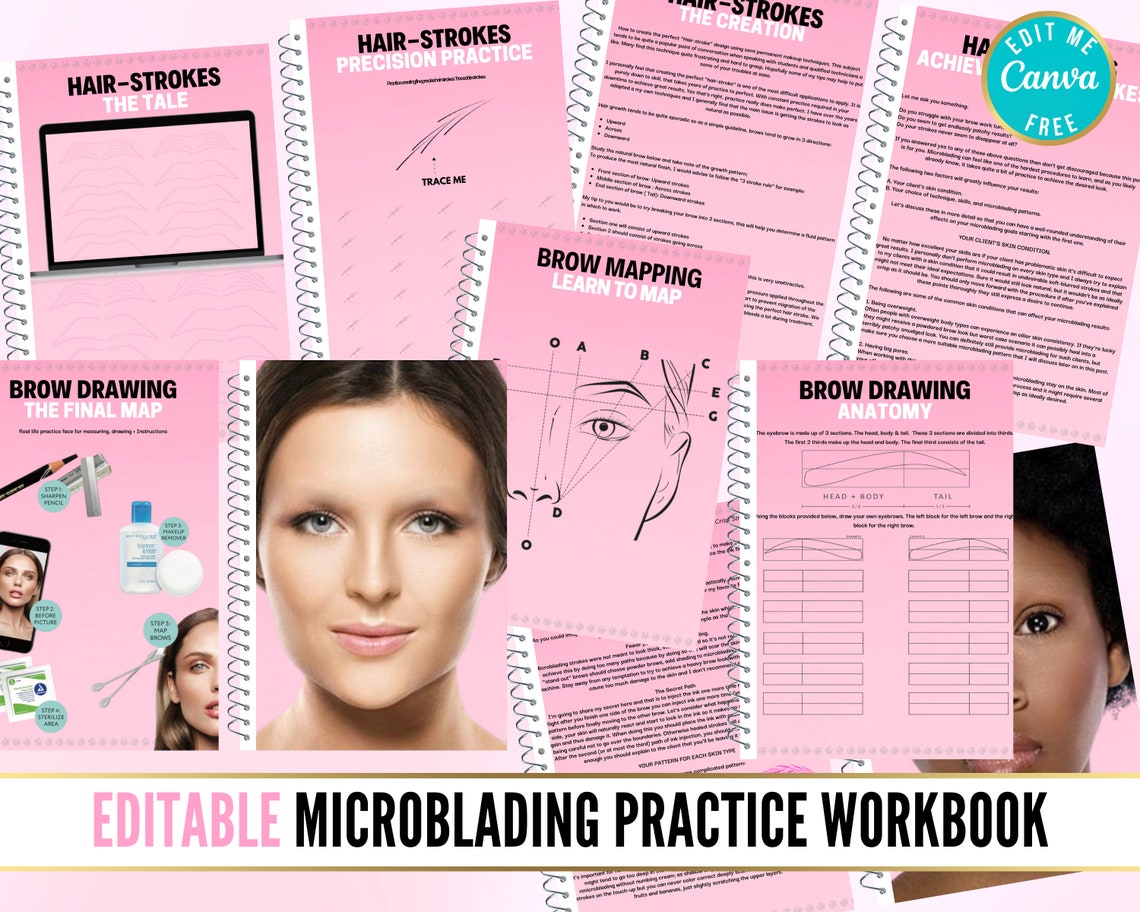 Microblading Practice Workbook Microshading Sheets Hair - Etsy