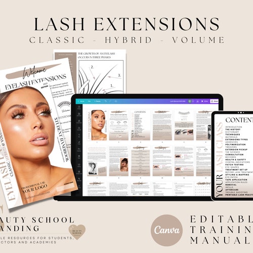 EYELASH Extensions Editable Training Manual Classic Lash - Etsy