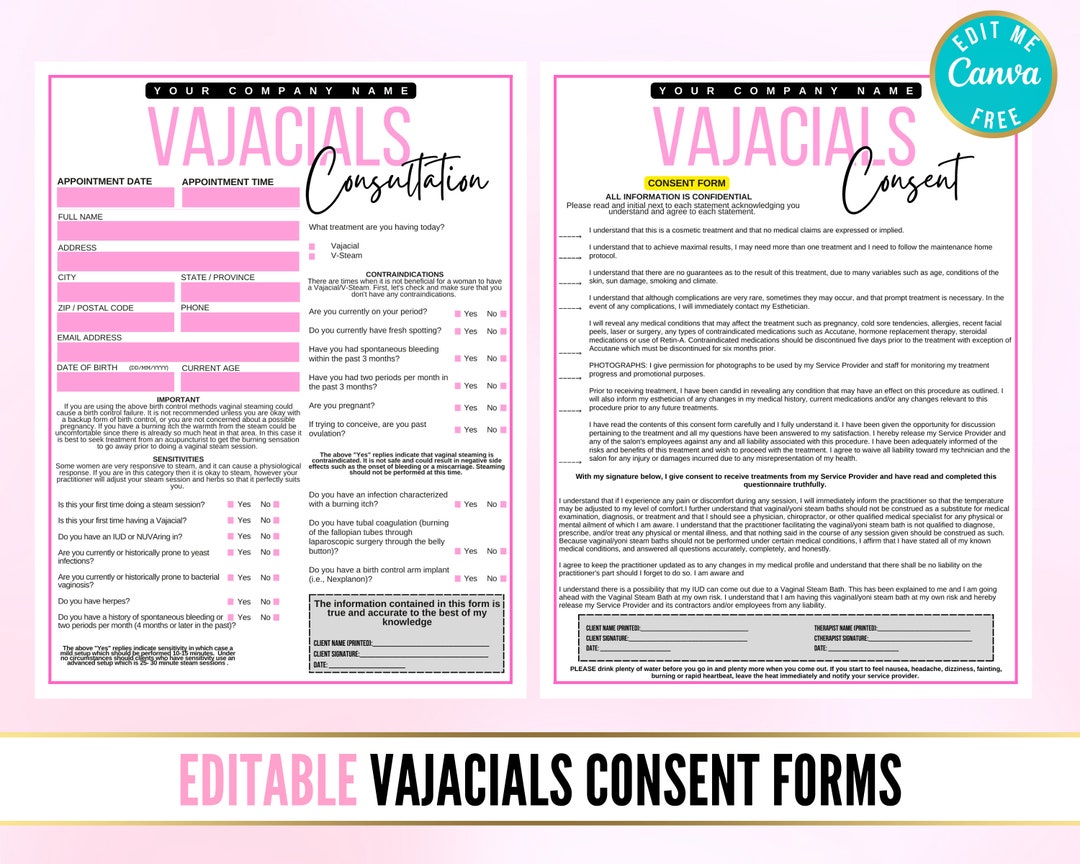 Vajacials Consent Forms Vajacials Consultation Forms - Etsy