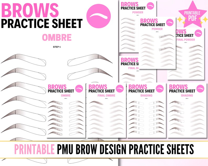 Microshading Practice Sheets Microblading Training Forms - Etsy