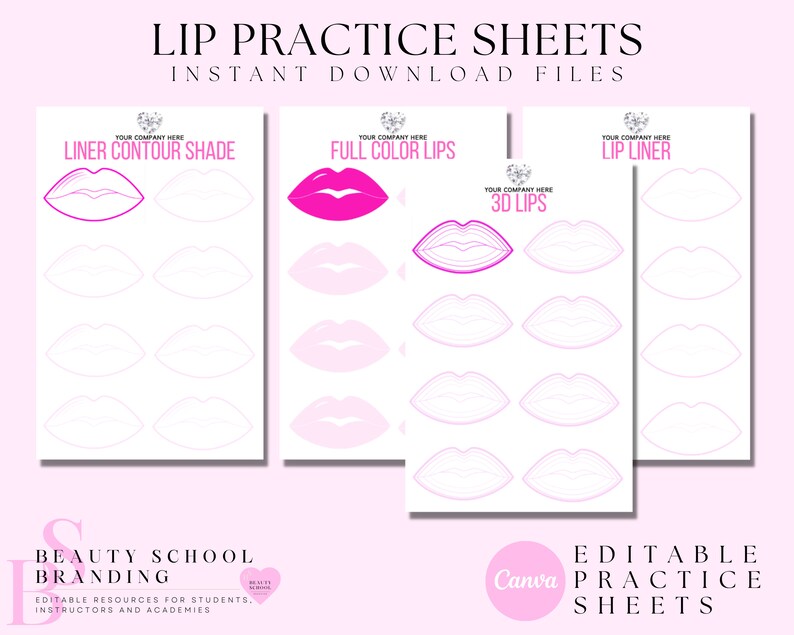 Lip Blush Practice Sheets Lip Blush Training Forms Lip - Etsy