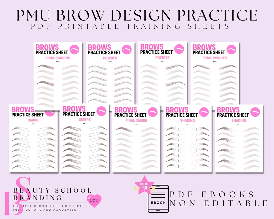 Microshading Practice Sheets, Microblading Training Forms, Powder Brows Practice, Pmu Brow ...
