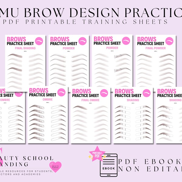 Printable Brow Practice Sheets - Etsy