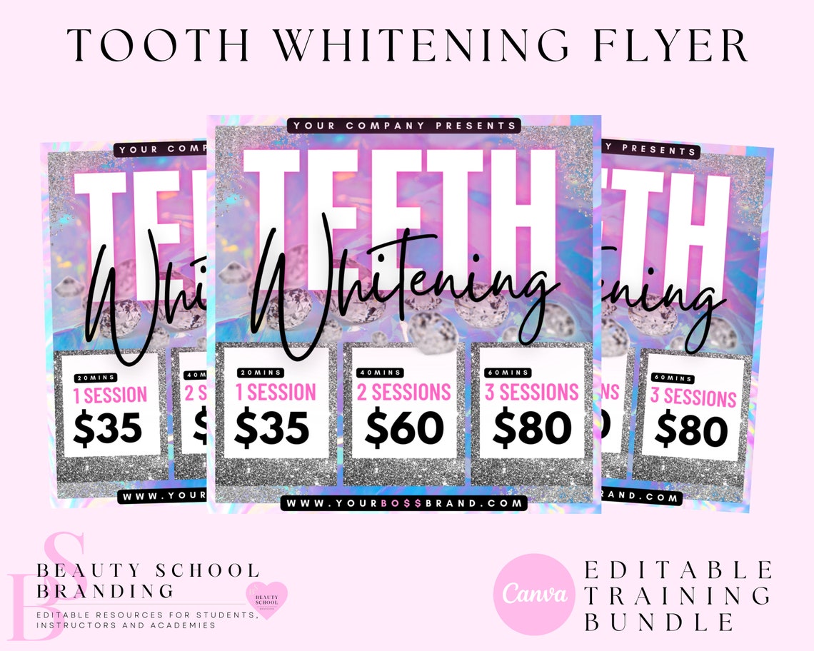 Holographic Teeth Whitening Flyer, DIY Tooth Whitening Flyer, Instagram ...