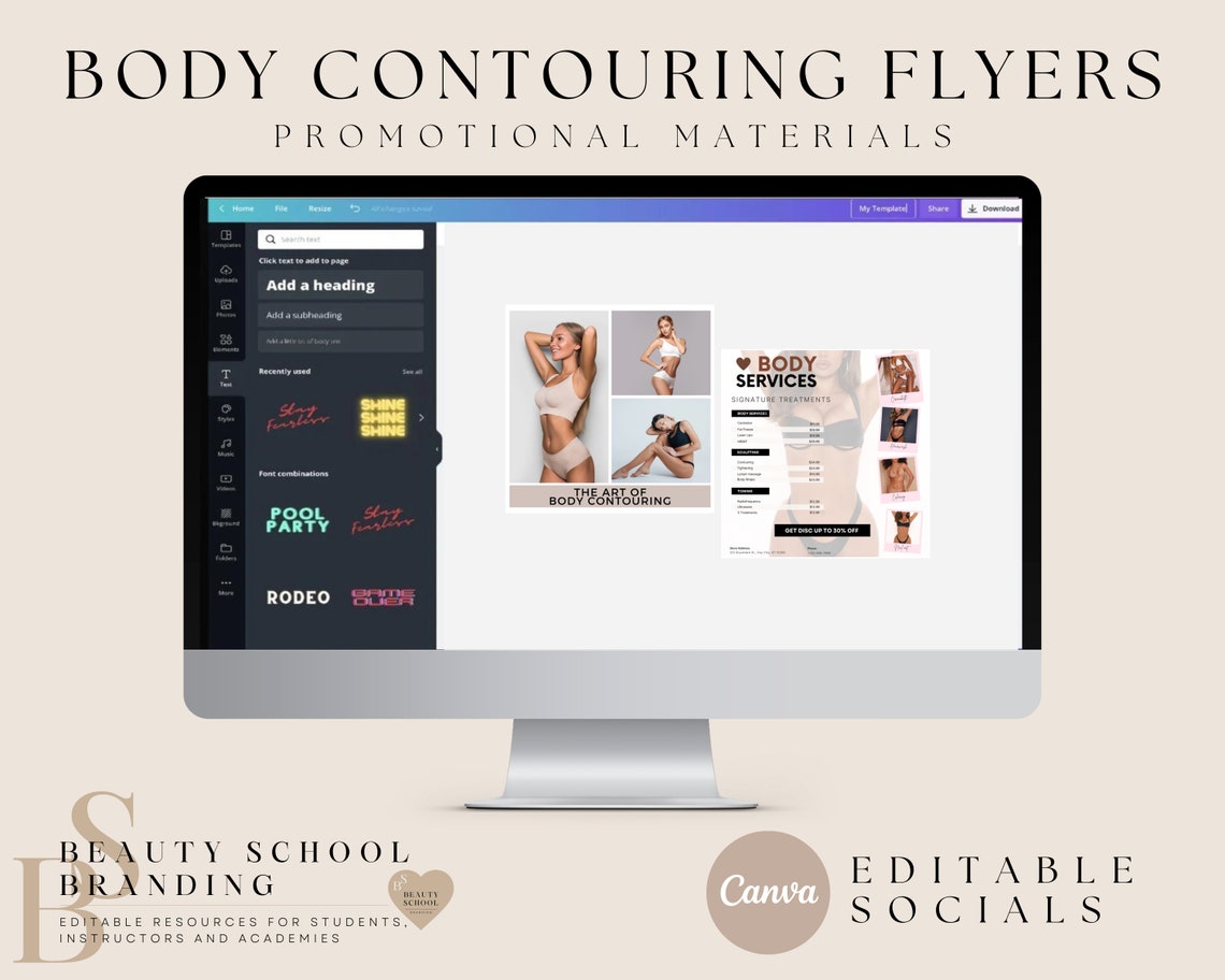Body Contouring Body Contouring Flyers Body Contouring Menu - Etsy